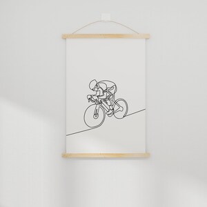 Cyclist Line Art, Minimalist Biker Wall , Digital Download, Mountain ...