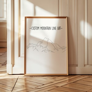 CUSTOM Mountain Line Art, DIGITAL DOWNLOAD, Personalized Landscape ...