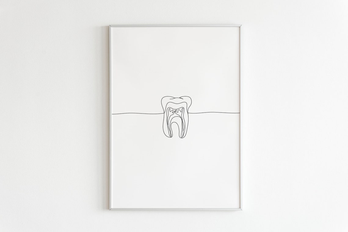 Minimalist Dentist Line Art, Digital Download, Teeth Outline Drawing ...