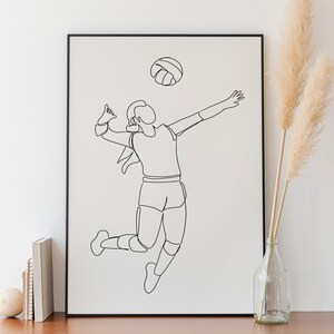 Minimalist Volleyball Player Line Art, Digital Download, Sport Print ...