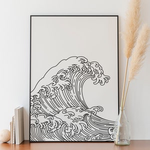 Minimalist Wave Line Art Digital Download Ocean Waves Simple - Etsy
