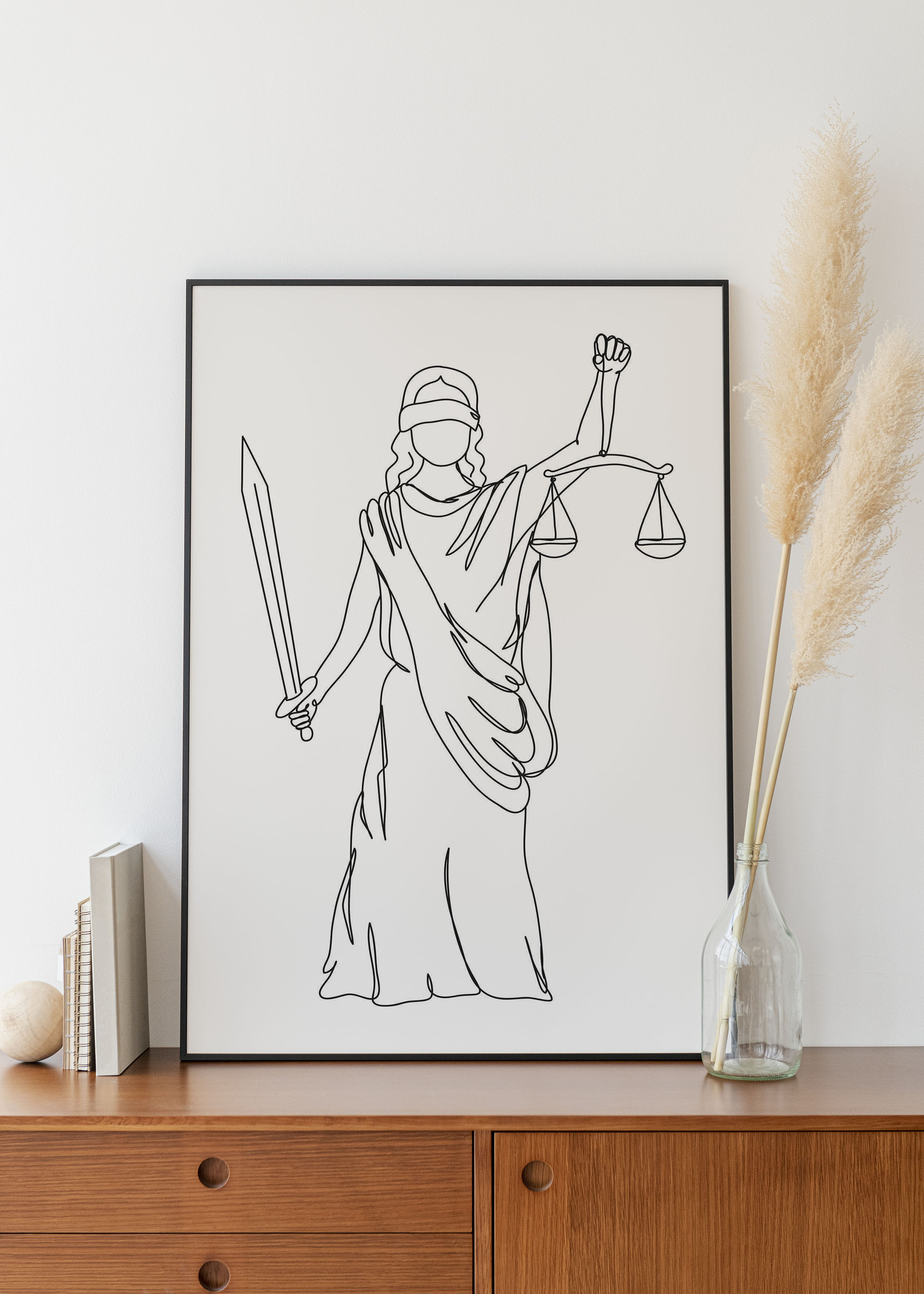 Lady Justice Line Art, Attorney Drawings, Graduation Print, Lawyer ...