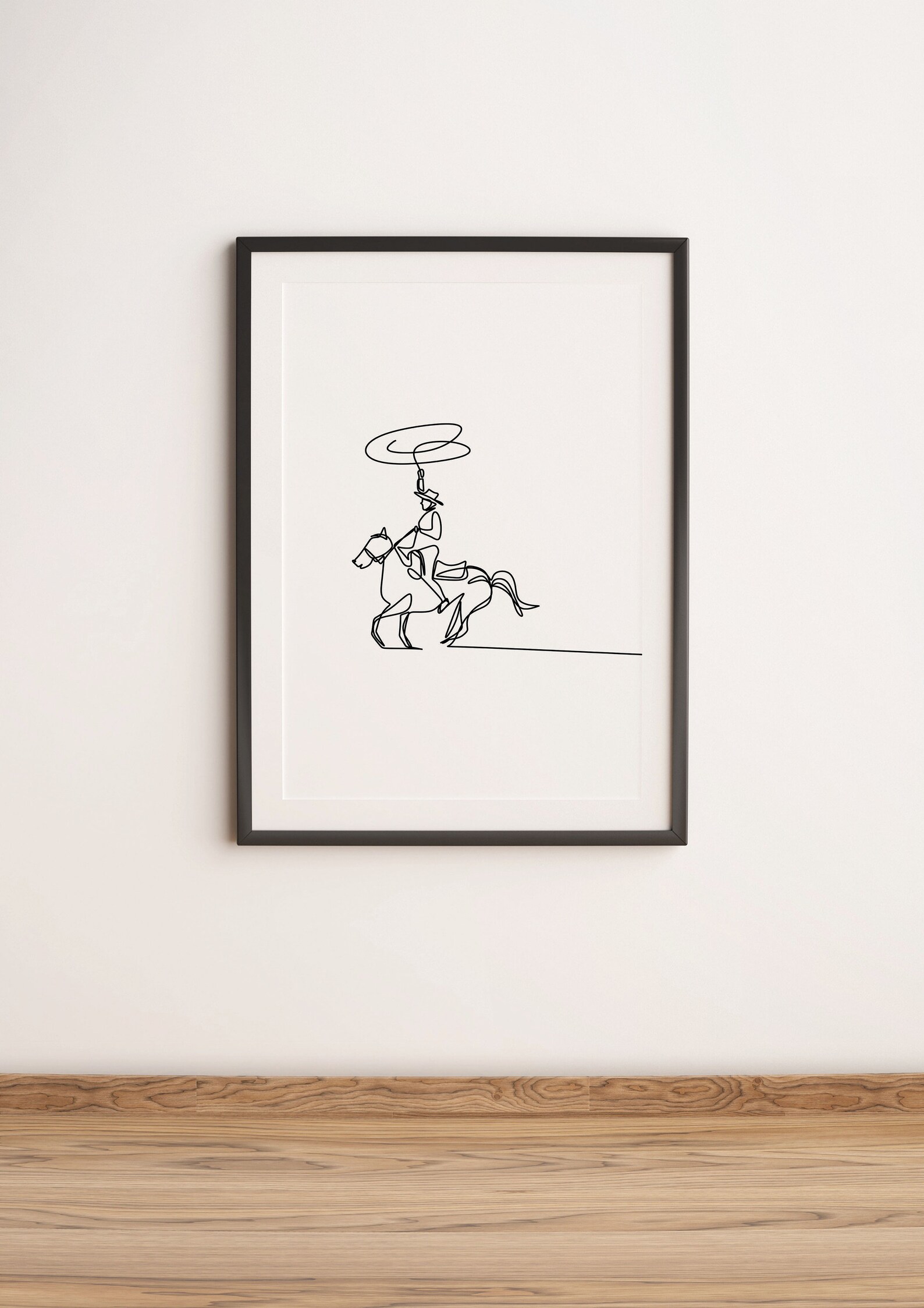 Minimalist Cowboy Line Art Digital Download Horse Rider - Etsy