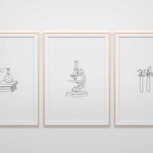 Minimalist Microscope Line Art, Digital Download, Science Poster ...