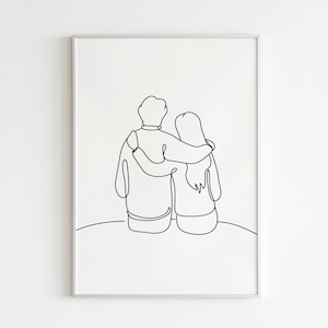 Minimalist Couple Line Art, Modern Print, Gift Printable, Simple Wall ...