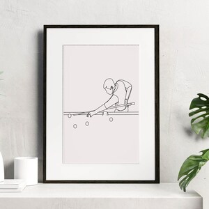 Minimalist Billiard Line Art, Digital Download, Pool Table Print ...