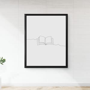 Minimalist Book Line Art, Digital Download, Books Outline Drawing ...