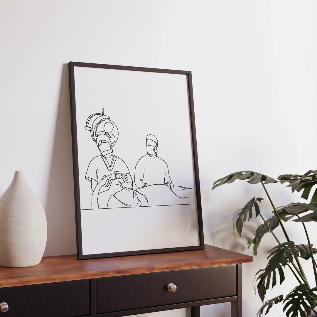 Minimalist Surgeon Line Art, Digital Download, Medical Health Print ...