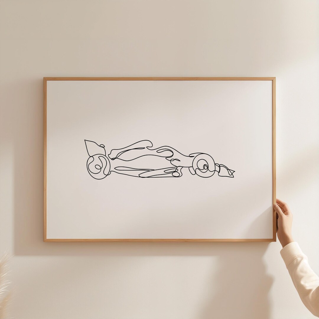 Minimalist F1 Race Car Line Art, Digital Download, Room Decor, Outline ...