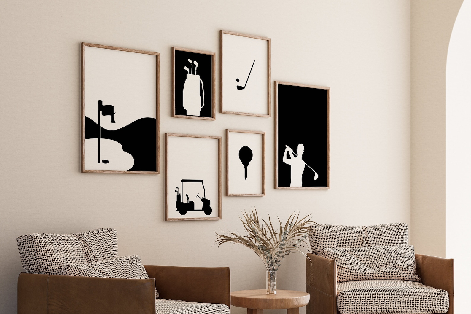 Golf Gallery Set of 6 Drawings, Minimalist Golfer Print, Golfing Poster ...