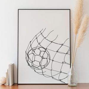 Minimalist Football Line Art Print, Soccer Sport Wall Art, Digital ...