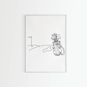 Minimalist Golf Line Art, Digital Download, Sport Print, Player ...
