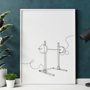Minimalist Sport Equipment Drawing, Workout Squat Rack Line Art Print ...