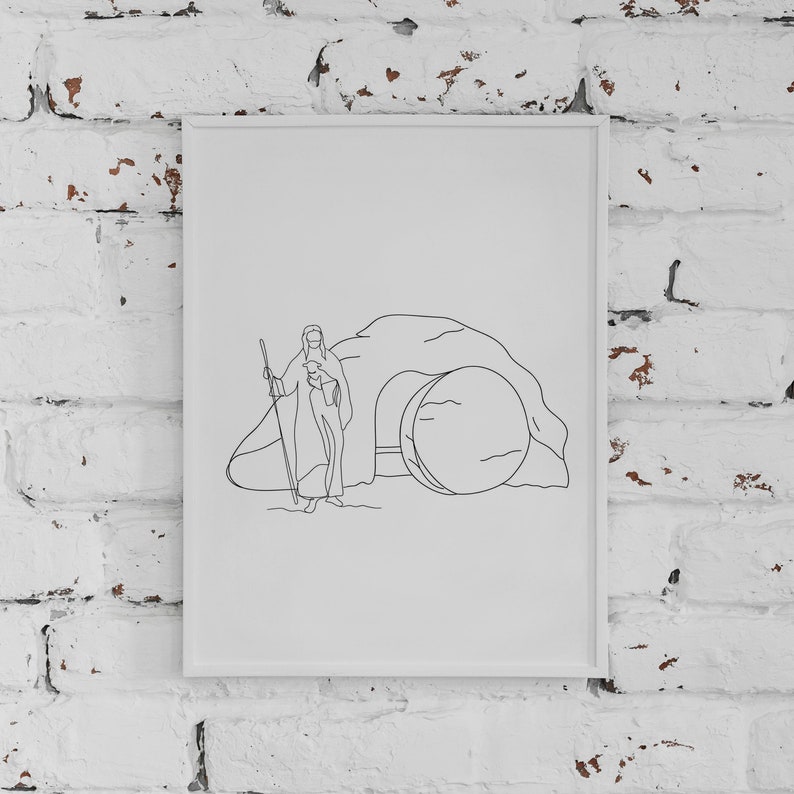 Minimalist Empty Tomb Line Art Digital Download Religious - Etsy