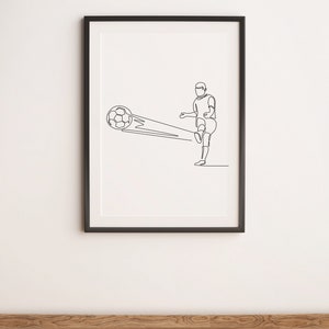 Minimalist Football Line Art Print Soccer Sport Wall - Etsy