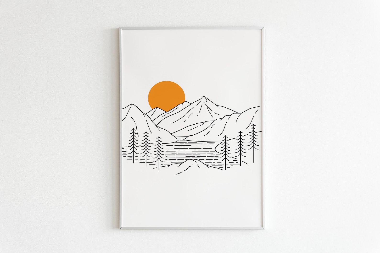 Minimalist Mountain Line Art Printable Wall Art Digital - Etsy