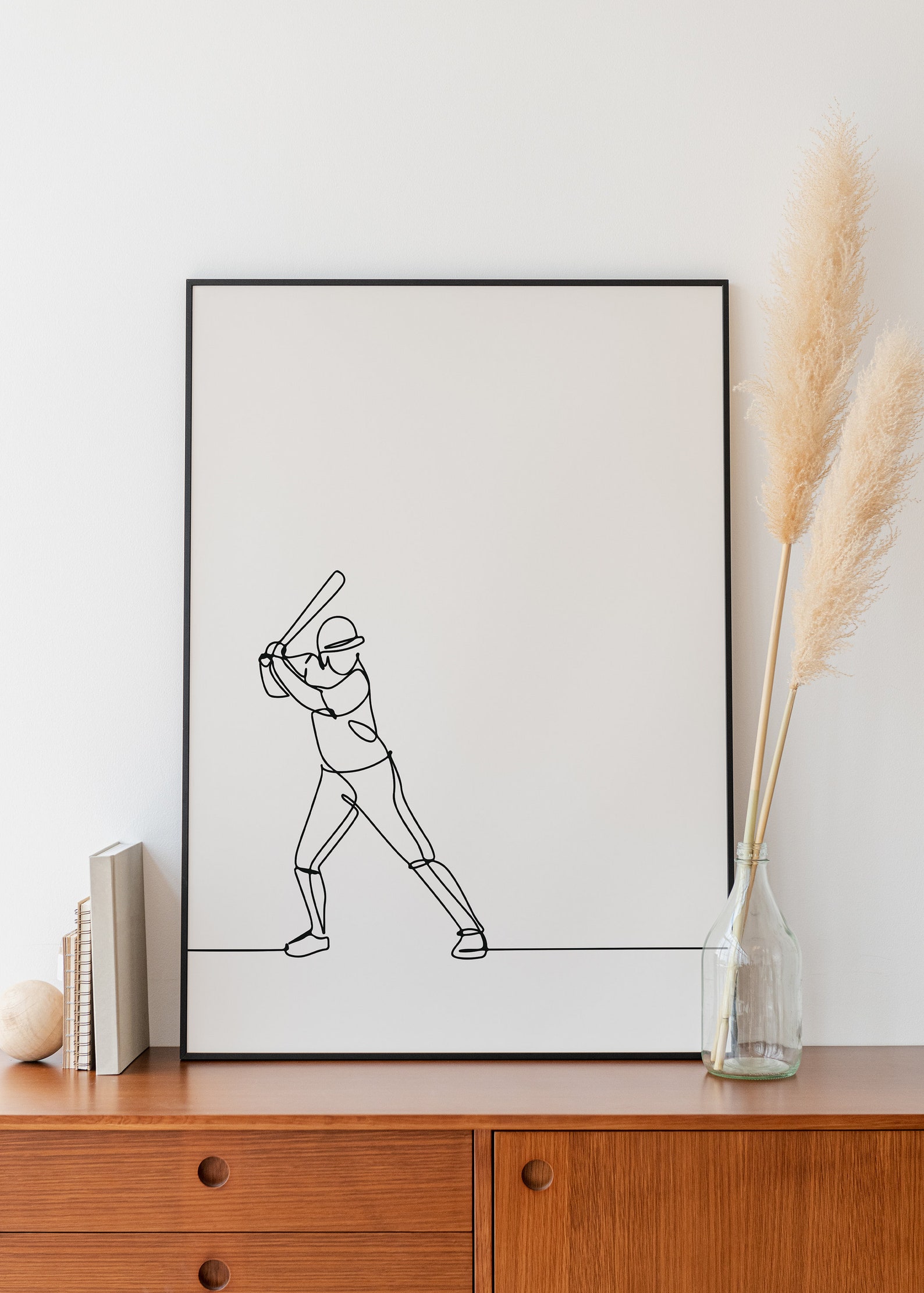 Minimalist Baseball Player Line Art Digital Download Sport - Etsy