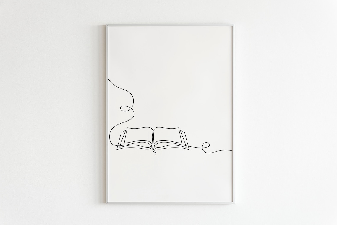 Minimalist Book Line Art Digital Download | Etsy