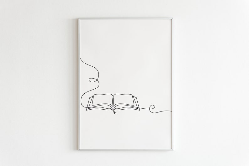 Minimalist Book Line Art Digital Download | Etsy