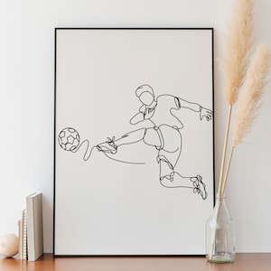 Minimalist Football Line Art Print, Soccer Poster, Sport Wall Art ...