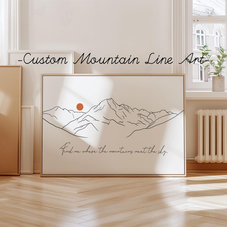 CUSTOM Mountain Line Art, DIGITAL DOWNLOAD, Personalized Landscape ...
