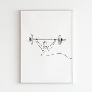 Minimalist Weightlifter Line Art, Digital Download, Sport Print ...