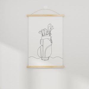 Minimalist Golf Bag Line Art, Digital Download, Sport Print, Player ...