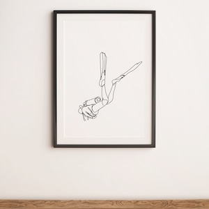 Minimalist Scuba Diving Line Art, Digital File, Water Sport Printable ...