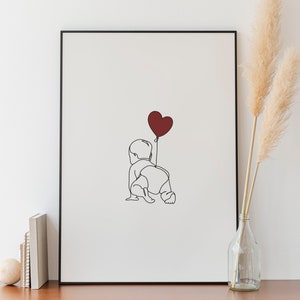 Minimalist Pediatric Line Art, Digital Download, Gift Artwork, Baby ...