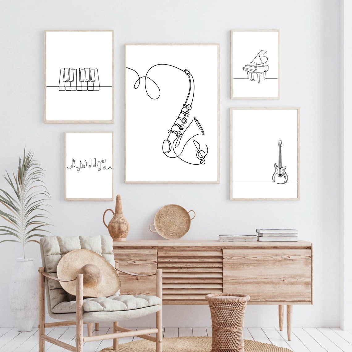Minimalist Music Print Piano Poster Guitar Line Art - Etsy