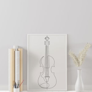 Minimalist Violin Line Art Digital Download Stringed Music | Etsy