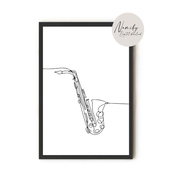 Minimalist Saxophone Poster Line Drawing Instrument Wall Art - Etsy