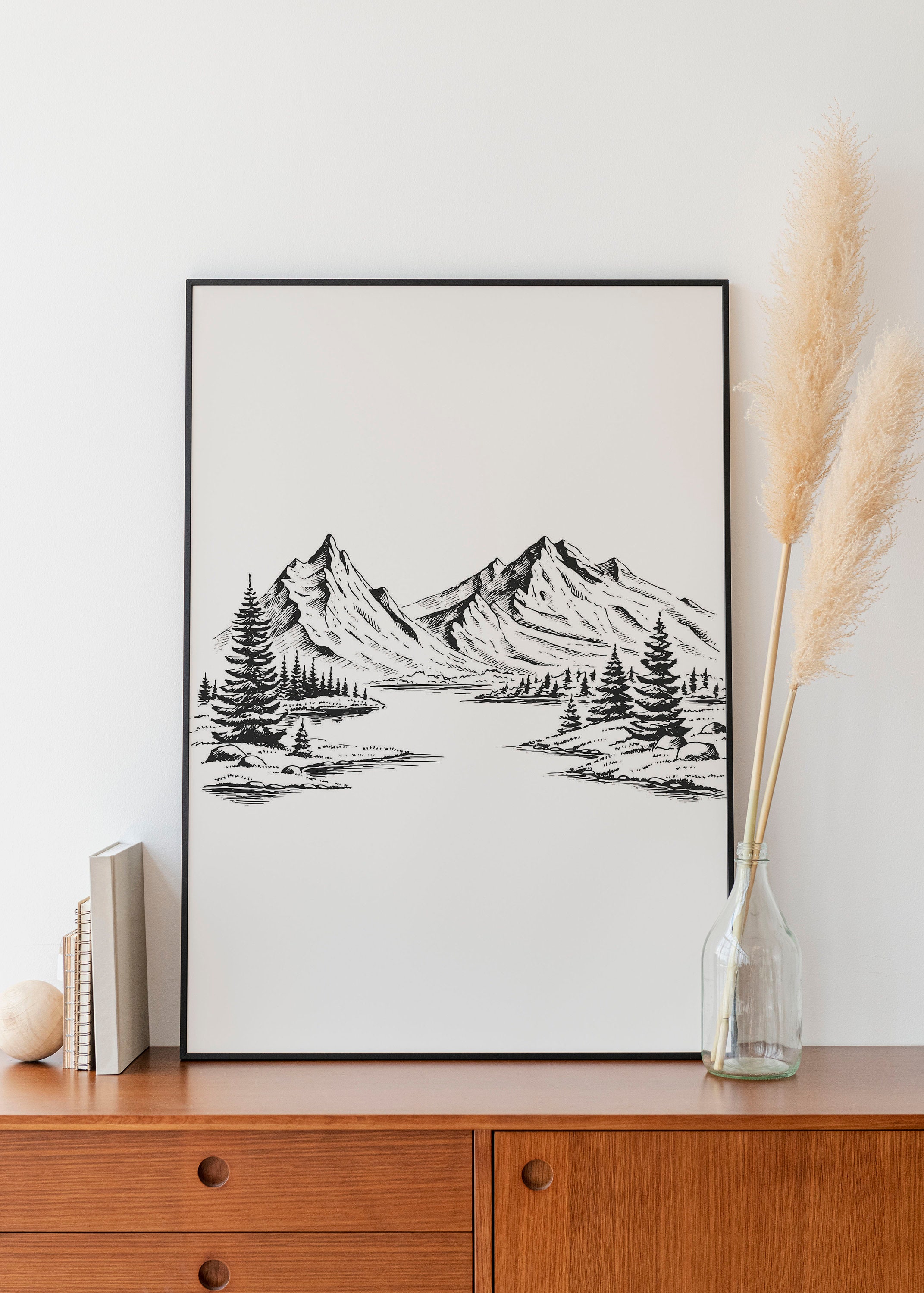 Minimalist Mountain Line Art Printable Wall Art Digital - Etsy
