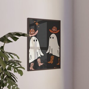 Halloween Print, Cowboy Ghost in Boots, Western Poster, Fall Drawing ...