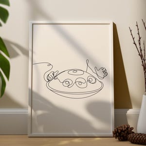 Minimalist Handpan Drum Drawing, Hang Drummer Line Art, Instrument ...