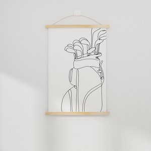 Minimalist Golf Bag Line Art, Digital Download, Sport Print, Player ...