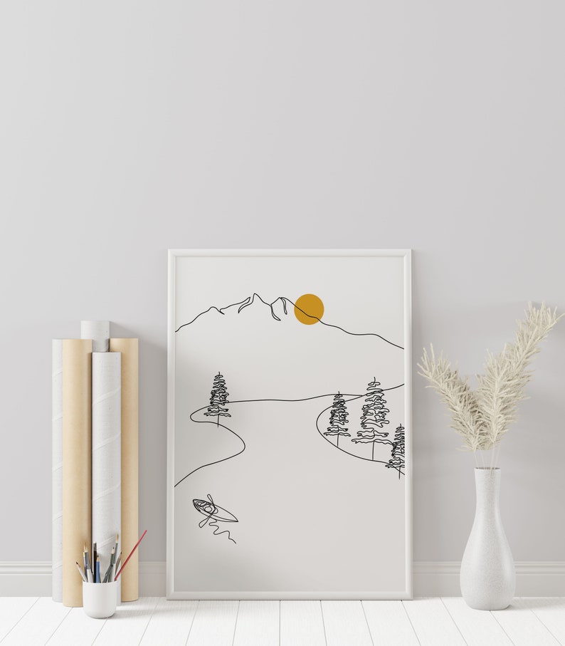 Minimalist Mountain Line Art Printable Wall Art Digital - Etsy