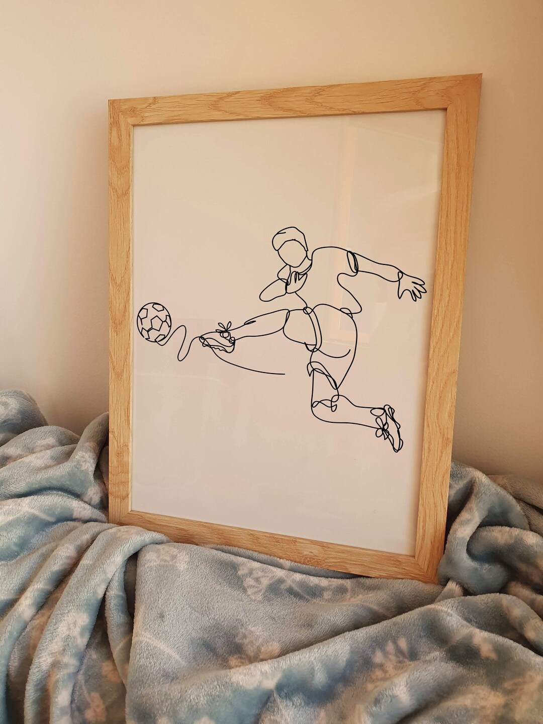 Minimalist Football Line Art Print, Soccer Poster, Sport Wall Art ...