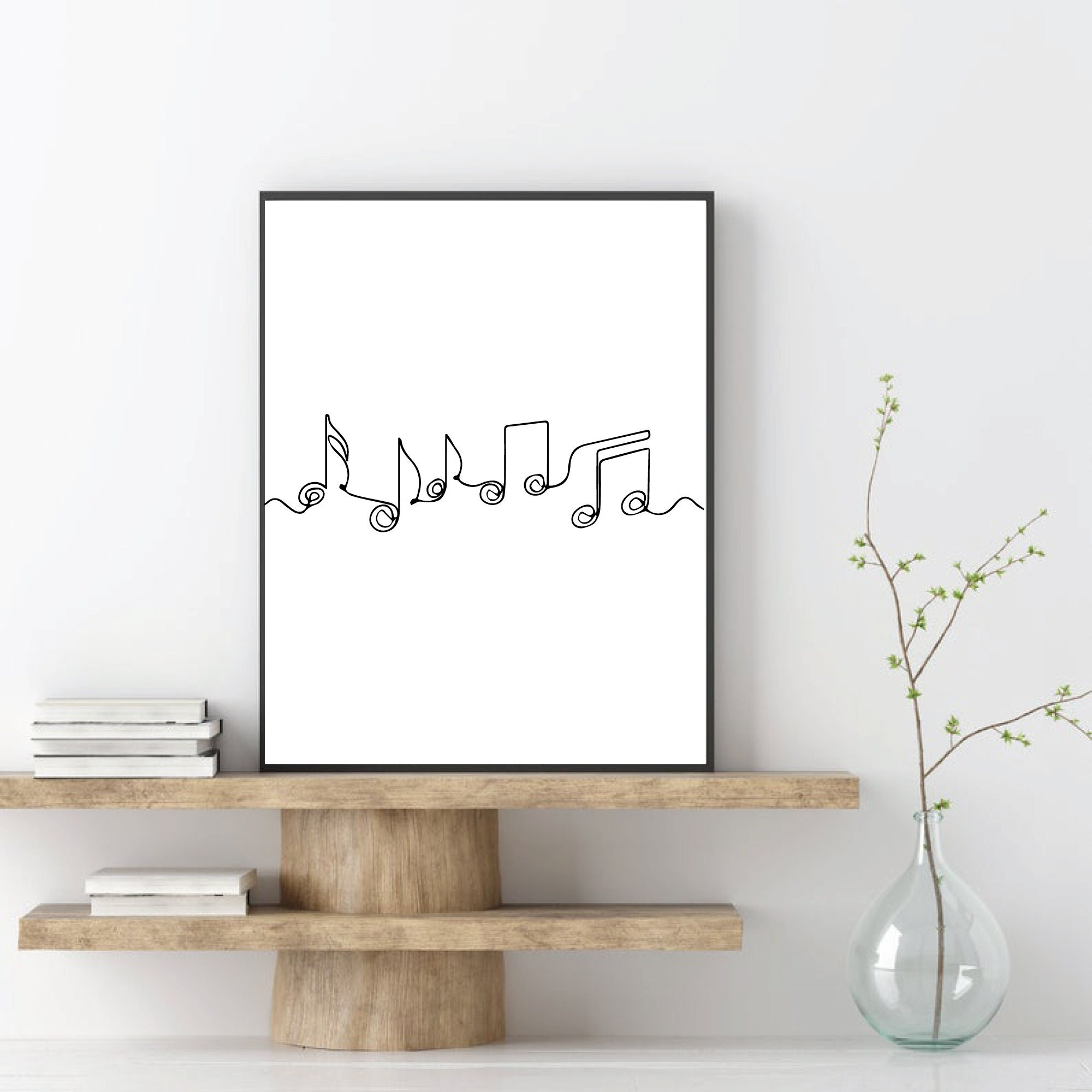 Minimalist Music Poster, Note Line Art Print, Digital Download, Bedroom ...