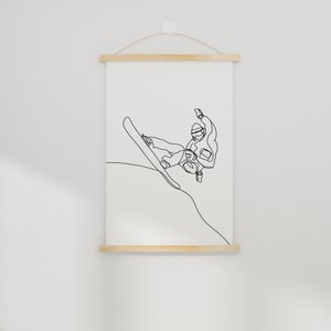 Minimalist Snowboard Line Art Print, Winter Sport Wall Decoration ...