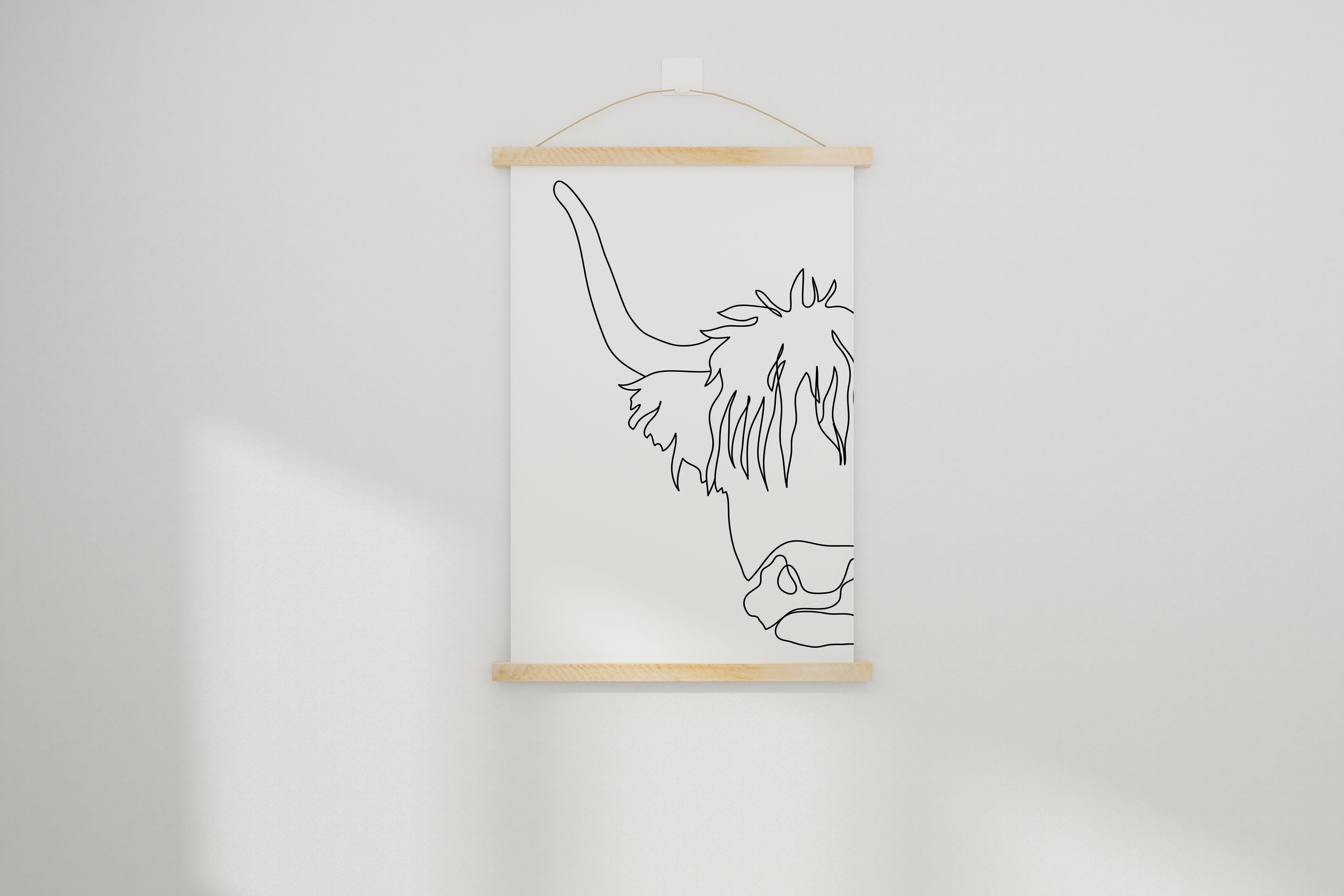 Minimalist Highland Cattle Line Art, Digital Download, Cow Outline ...
