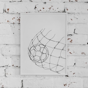Minimalist Football Line Art Print, Soccer Sport Wall Art, Digital ...