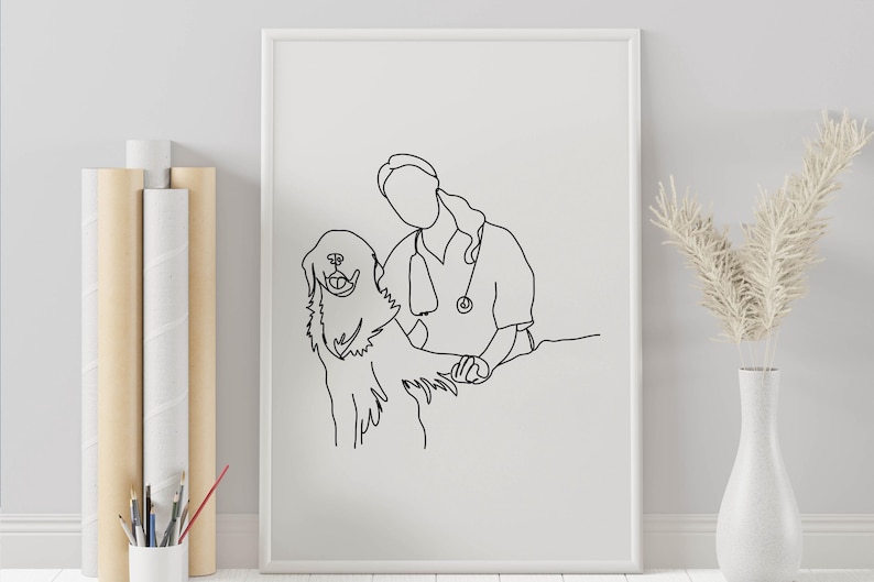 Veterinary Line Art, Digital Download, Vet Office Outline Drawing ...