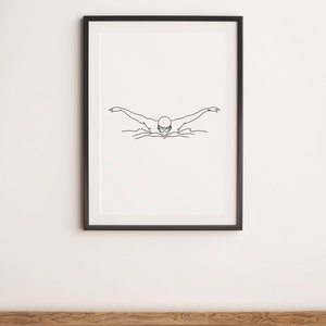 Minimalist Swimmer Line Art Art, Digital Download, Sport Print ...