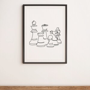 Minimalist Chess Line Art, Digital Download, Sport Print, Board Game ...