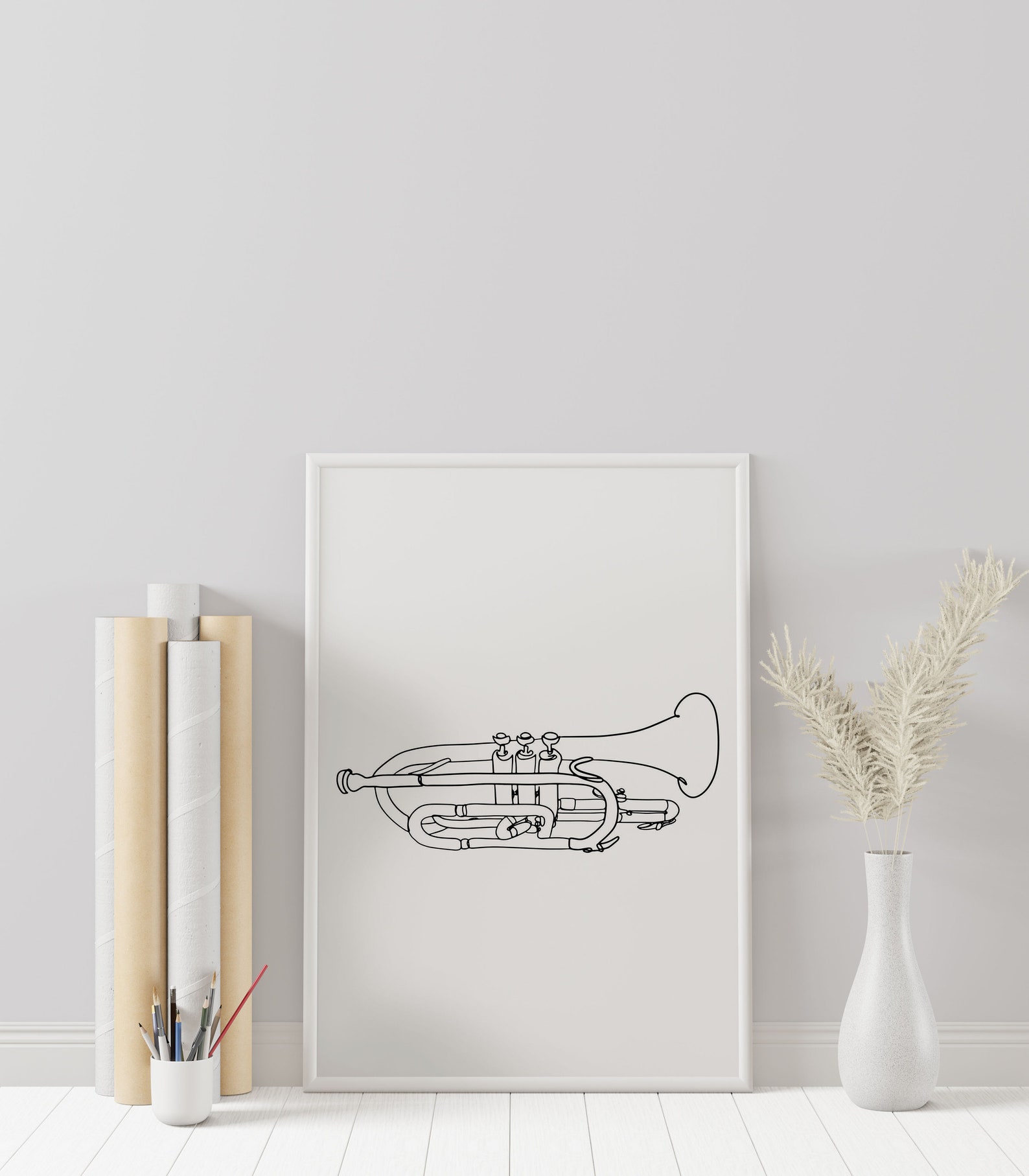 Minimalist Cornet Line Art Digital Download Wind Music - Etsy