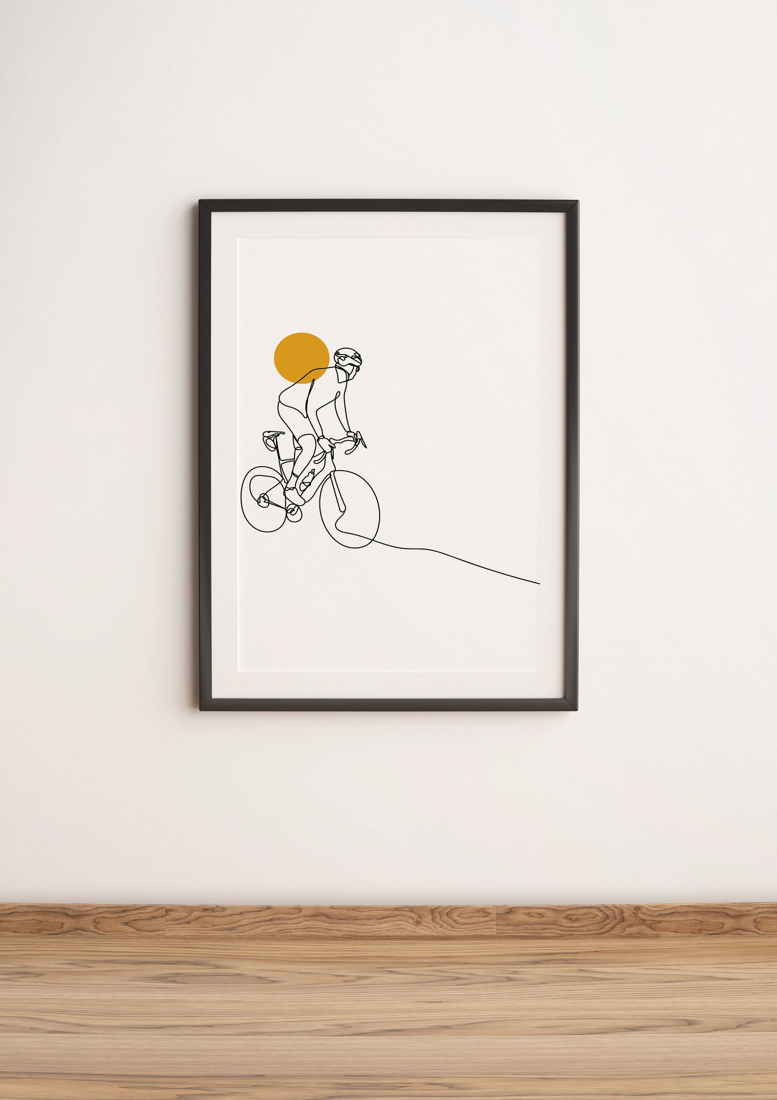 Cyclist Line Art, Minimalist Biker Wall , Digital Download, Mountain ...