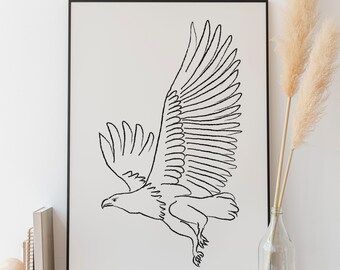 Hawk Line Drawing - Etsy