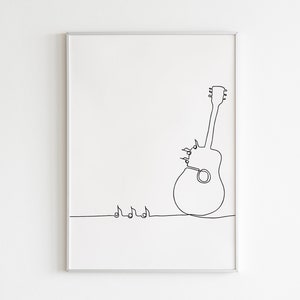 Minimalist Guitar Line Art Digital Download Music Print - Etsy