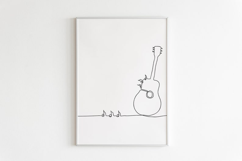 Minimalist Guitar Line Art Digital Download Music Print - Etsy